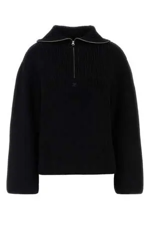 COURREGES Oversized Half-zip Merino Wool Sweater