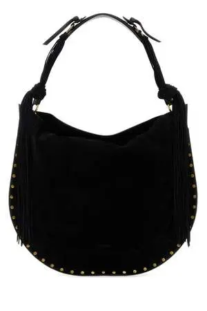 Isabel Marant Étoile Oskan Suede Shopping Handbag With Antiqued Golden Hardware - Black