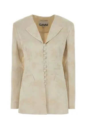 GANNI Satin Blazer - White