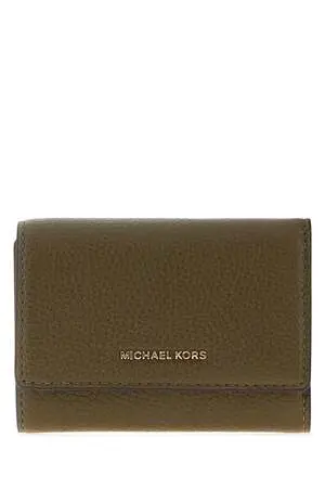 Michael Kors Bryant Leather Wallet With Golden Hardware, 12 Cm X 9 Cm X 3 Cm - Green
