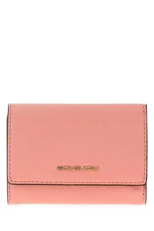 Michael Kors Bryant Leather Wallet 12cm X 9cm X 3cm With Golden Hardware - Pink
