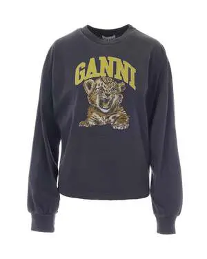 GANNI Graphic Crewneck Sweatshirt - Phantom