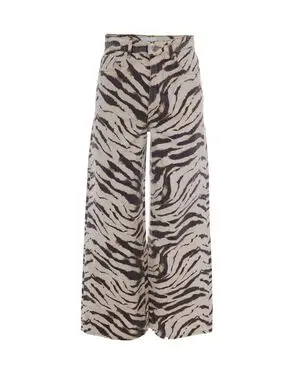 GANNI Wide-leg Zebra Print Trousers