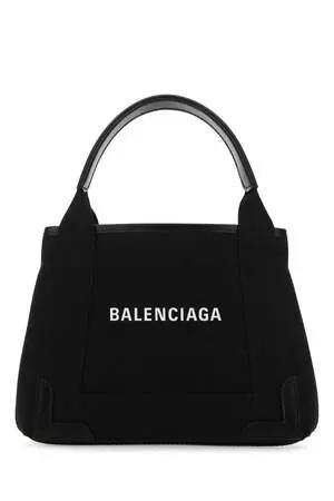 Balenciaga Mini Canvas Basket Handbag With Silver-tone Hardware - Black