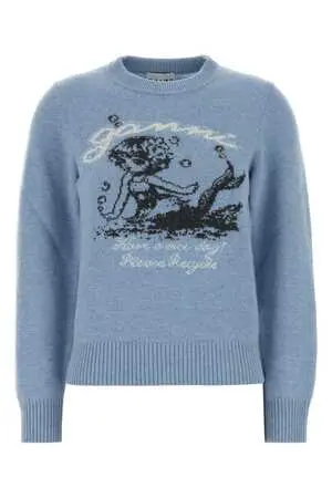 GANNI Wool Blend Knit Sweater With Graphic Print