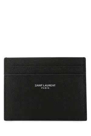 Saint Laurent Mini Calf Leather Card Holder - Black