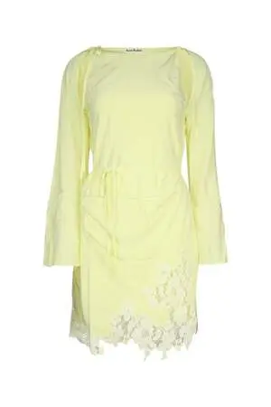 Acne Studios Viscose Popover Dress With Lace Trim - Fluoyellow