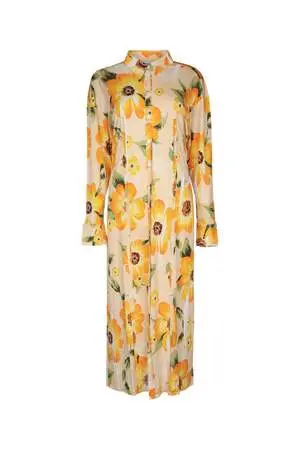 Acne Studios Printed Long Sleeve Shirt Dress - Orangemulti