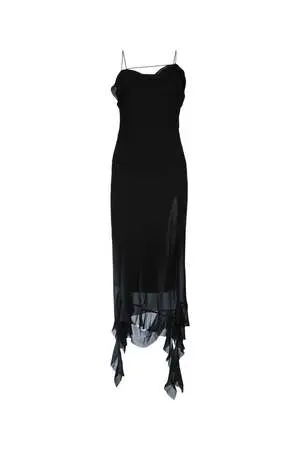 Acne Studios Maxi Gown With Draped Silhouette And Ruffled Hem - Black