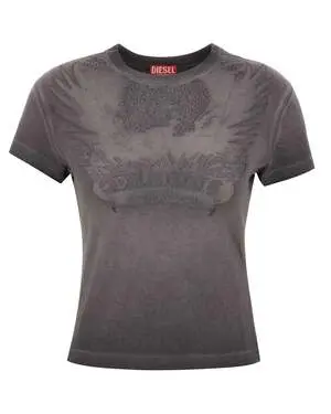 DIESEL® Graphic Distressed Crewneck T-shirt - Plum/purple