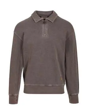 Carhartt Work In Progress Quarter-zip Collared Pullover Sweatshirt - Tobacco
