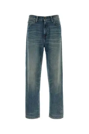 Carhartt Work In Progress Denim Aaron Pant Cotton Carpenter-style Trousers - Blue