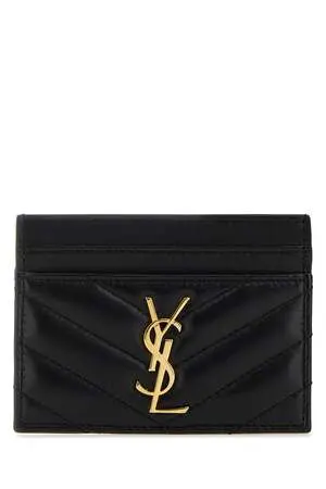 Saint Laurent Cassandre Nappa Leather Card Holder - Black