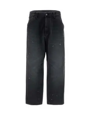 Carhartt Work In Progress Paint-splatter Wide-leg Jeans - Black