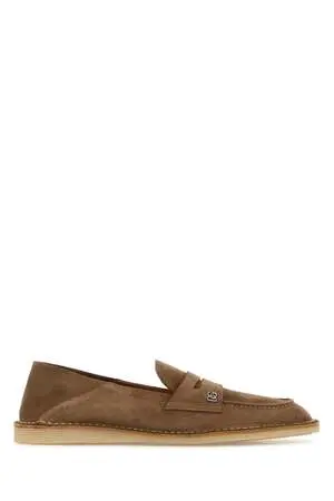 Dolce & Gabbana Suede Loafers With Leather Lining And Rubber Sole - Brown