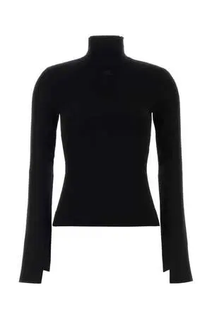 COURREGES Sleek Viscose-blend Sweater For - Black