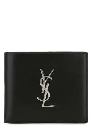 Saint Laurent Calf Leather Wallet, 11 Cm X 9.5 Cm X 2.5 Cm - Black