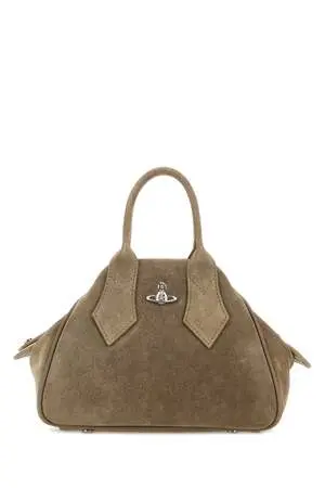 VIVIENNE WESTWOOD Small Yasmine Suede Handbag With Adjustable Shoulder Strap - Grey