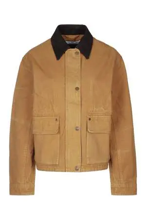 Acne Studios Inspired Leather-collar Cotton Jacket For - Rustbrown