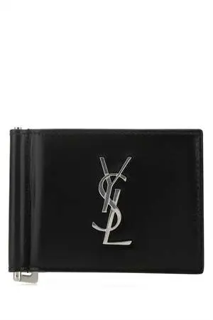 Saint Laurent Mini Leather Card Holder - Black