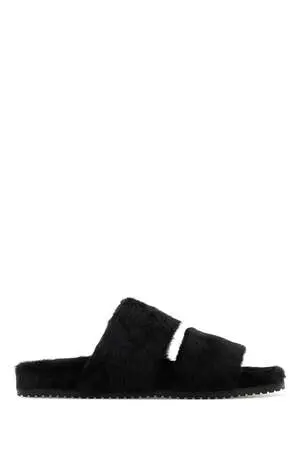 Dolce & Gabbana Leather & Calf Hair Casual Slippers - Black