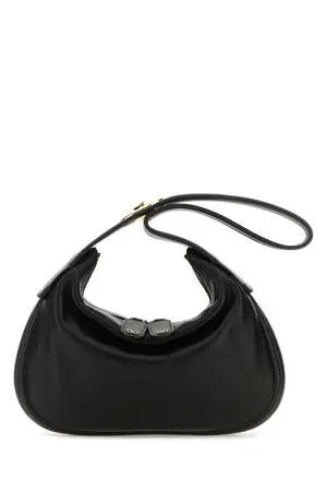 Valentino Garavani Nappa Leather Small Go-hobo Handbag Shoulder Bag - Black