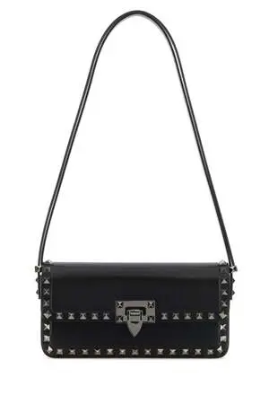 Valentino Garavani Rockstud Leather Shoulder Crossbody Handbag, 23cm X 12cm X 5cm - Black