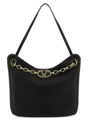 Valentino Garavani Vlogo Moon Shopping Handbag With Golden Metal Finishing, 36 Cm X 29 Cm X 9 Cm - Black