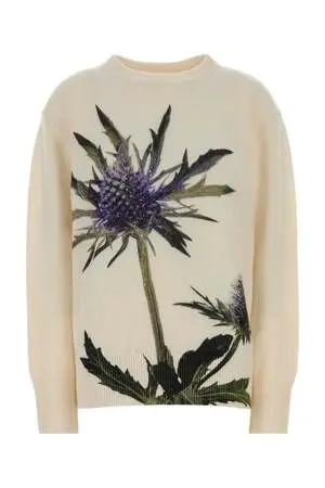 Blumarine Blended Wool Knit Sweater With Floral Motif