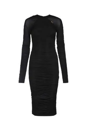 Elisabetta Franchi Long-sleeve Ruched Midi Gown