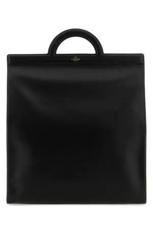 Valentino Garavani Leather Shopping Handbag - Black