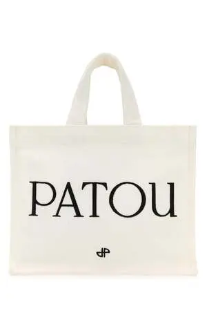 PATOU Mini Canvas Small Tote Handbag - White