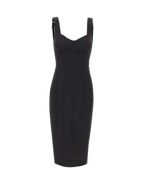 Elisabetta Franchi Sleeveless Sweetheart Neck Midi Dress - Nero