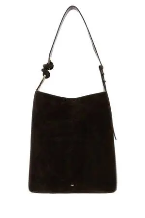 ANYA HINDMARCH Ringo Bucket Handbag In Suede With Golden Hardware - Brown