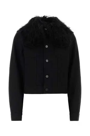 Alaïa ALAIA Cropped Denim Jacket With Spread Collar Black