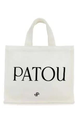 PATOU Cotton Shopping Handbag Mini Tote Bag - White