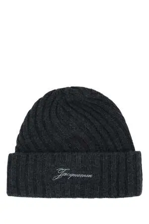 Jacquemus Cashmere Beanie Hat - Darkgrey
