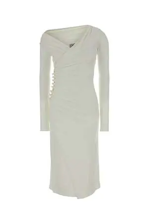 Elisabetta Franchi Midi Gown With Scoop Neck And Draped Detail