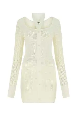 ANDREĀDAMO Stretch Viscose Blend Mini Dress - White