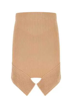 ANDREĀDAMO Ribbed Stretch Viscose Blend Midi Skirt - Neutrals