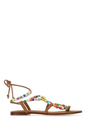 ALAMEDA TURQUESA Embellished Synthetic Leather Sandals With Leather Sole - Multicoloured