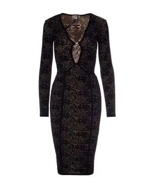 Elisabetta Franchi Long-sleeve Lace Midi Dress