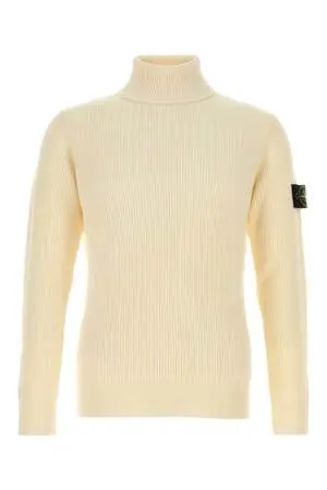 Stone Island 100% Virgin Wool Crewneck Sweater - White