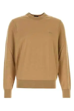 BOSS Virgin Wool Crewneck Sweater - Camel