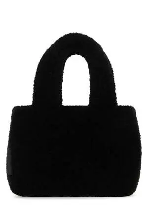 Amina Muaddi Mini Shearling Amini Giuly Handbag With Silver-tone Hardware - Black