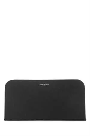 Saint Laurent 21 Cm Leather Wallet For - Black