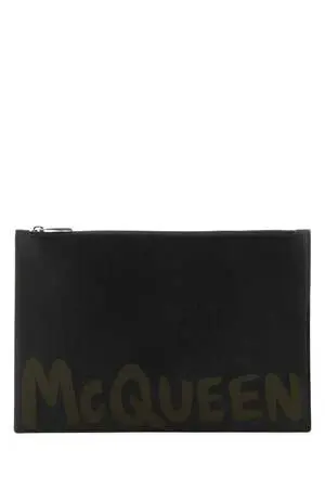 Alexander McQueen Leather Clutch Bag, 31 Cm X 20 Cm - Black