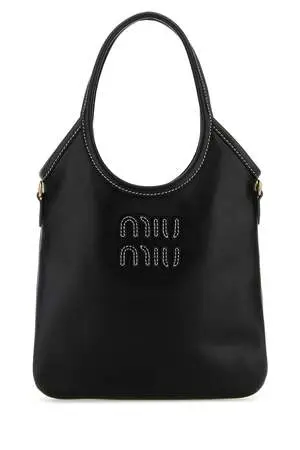 Miu Miu Mini Leather Shopping Handbag 20 Cm - Black