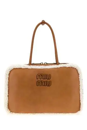 Miu Miu 34 Cm Leather Beau Handbag - Camel