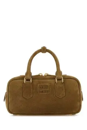 Miu Miu Biscuit Suede Arcadie Mini Handbag - Camel